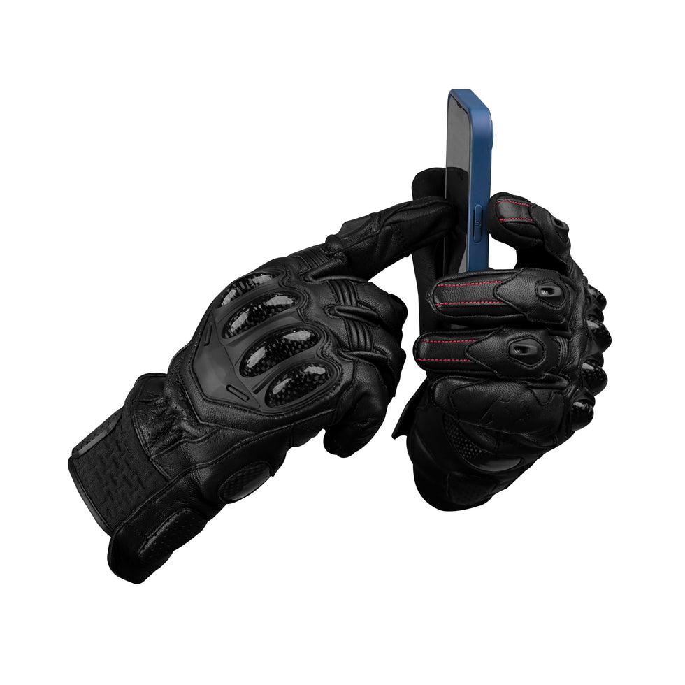Gladiator Motorcycle Gloves Black: Genuine Leather | Jagwear