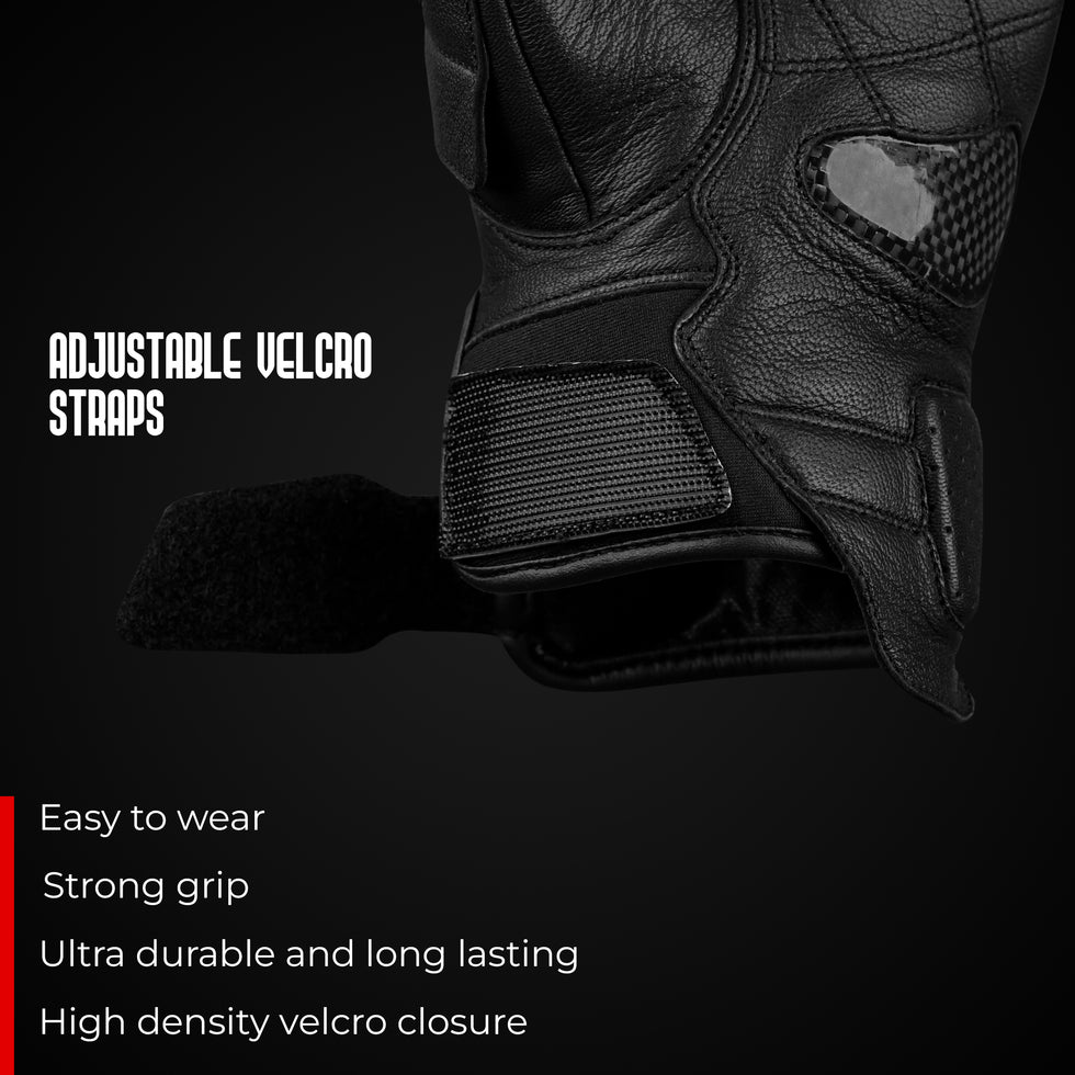 Gladiator Motorcycle Gloves Black: Genuine Leather | Jagwear